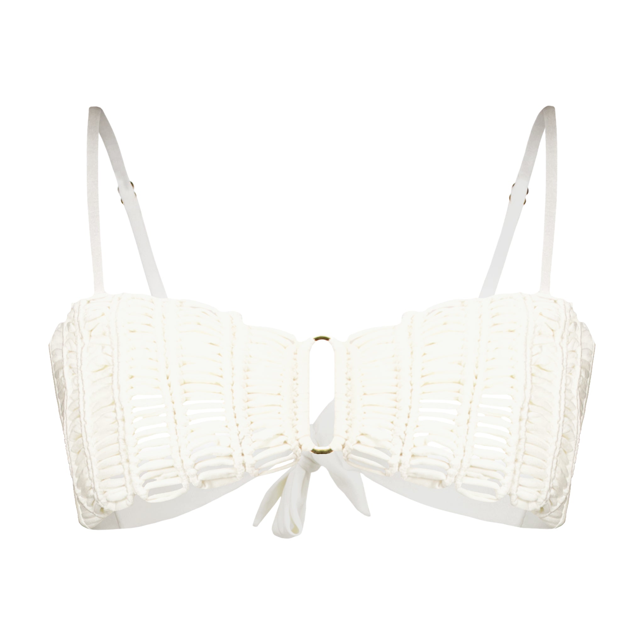 Sirena Macramé Satin Bandeau Top | Luxury Swimwear – AGUA Y AMOR
