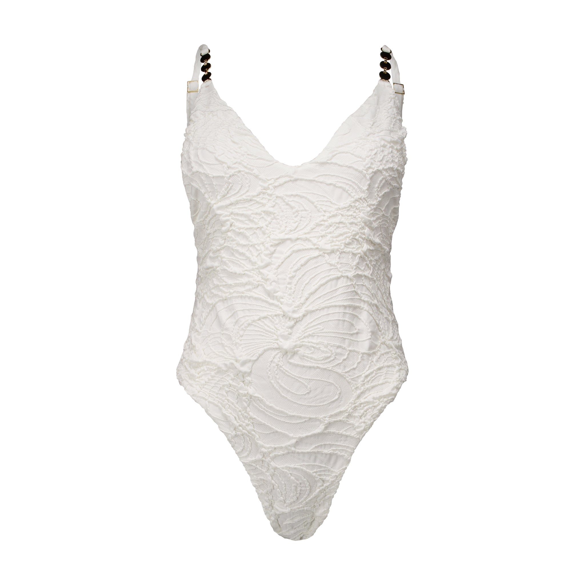 Lily White Textured Floral One-Piece Swimsuit – AGUA Y AMOR